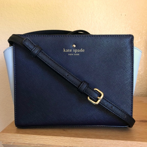 kate spade | Bags | Vintage Kate Spade Crossbody Twotone Blue Leather ...